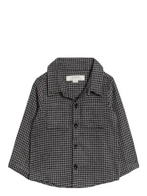 KENDI Lev Organic Flannel Long Sleeve Collared Button Down Shirt - Houndstooth