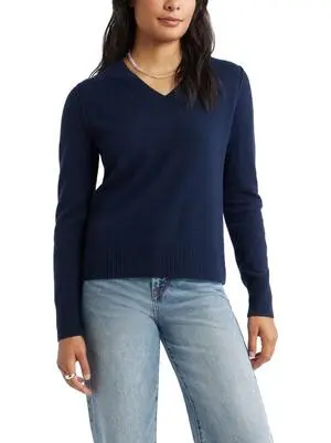 Caslon V-neck Wool & Cashmere Sweater - Navy Night