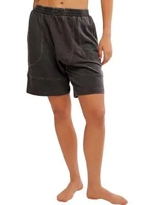 Free People Flowy Wide-leg Lounge Shorts - Washed Black
