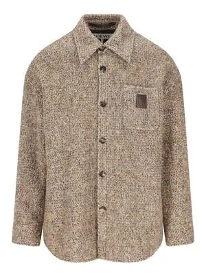 Loewe Micro-Check Overshirt Beige/blue Melange