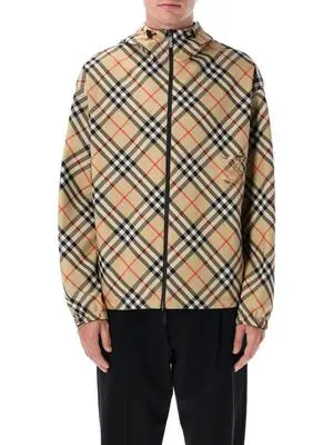 Burberry Reversible Check Hooded Jacket - Sand Ip Check / Black