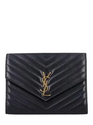 Saint Laurent Cassandre Matelassé Flap Pouch - Black