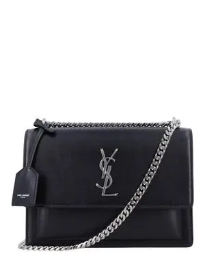 SAINT LAURENT Sunset Medium Smooth Leather Bag With Chain Strap