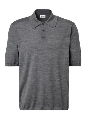 Saint Laurent Cassandre Wool Polo Shirt - Grey
