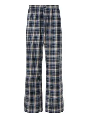 ERL Plaid Cotton Wide-leg Pants - Blue