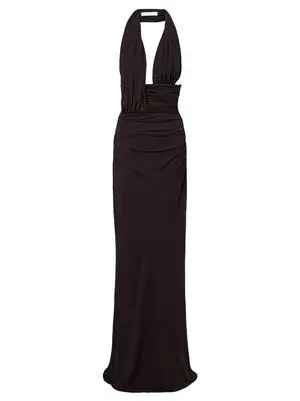 Christopher Esber Cutout Halterneck Jersey Maxi Dress - Brown