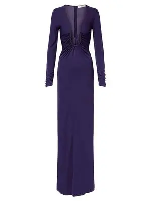 Christopher Esber Arced Palm Cutout Gathered Gown - Purple