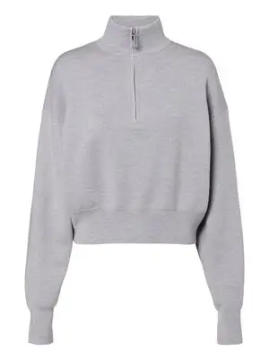 Victoria Beckham Wool-blend Half-zip Sweater - Grey
