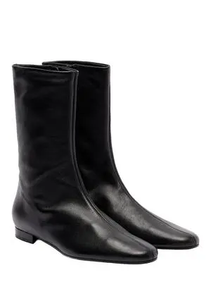 TOTEME Leather Ankle Boots - Black