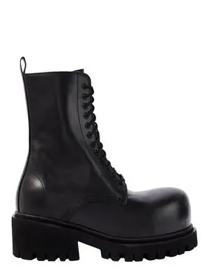 Balenciaga Stomper Leather Boots - Black