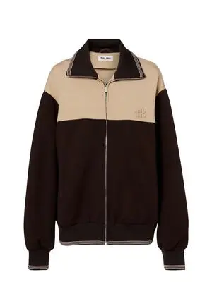 Miu Miu Colorblocked Zip-up Sweatshirt - Brown