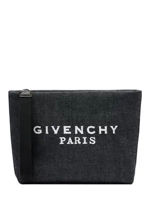 Givenchy Logo Cotton Denim Pouch - Blue