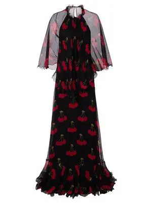 Valentino Garavani Creponne Chiffon Gown - Black