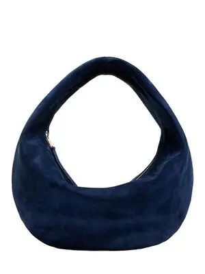 Khaite Olivia Medium Suede Hobo Bag Navy