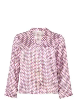 ERES Geometric-print Silk Pajama Top - Purple