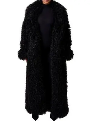 Naked Wardrobe Faux Shearling Coat - Black
