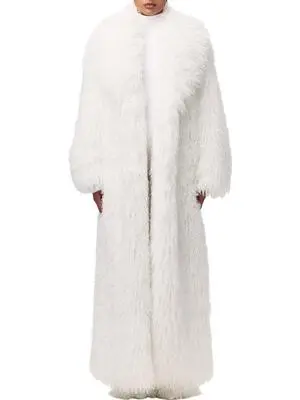 Naked Wardrobe Faux Shearling Coat - Ivory