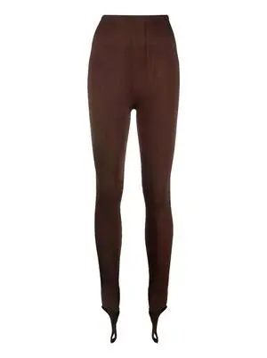 ANDREĀDAMO Open-toe Ribbed Leggings - Brown