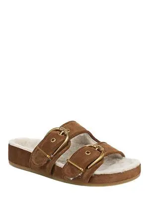 VERONICA BEARD Prue Shearling Buckled Sandals