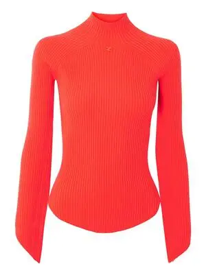 COURREGES Ribbed-knit Top - Red