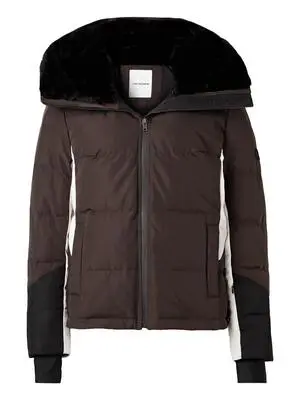 YVES SALOMON Shearling-trimmed Color-block Padded Ski Jacket - Brown