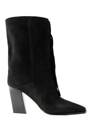 JIMMY CHOO Hart 85 Fringed Suede Boots - Black