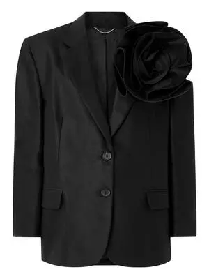 Magda Butrym Appliquéd Cotton-sateen Blazer - Black