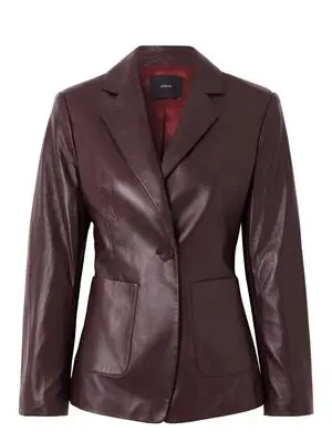JOSEPH Glenview Leather Blazer Plum