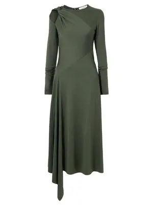 Victoria Beckham Asymmetric Twisted Cutout Stretch-jersey Midi Dress - Green