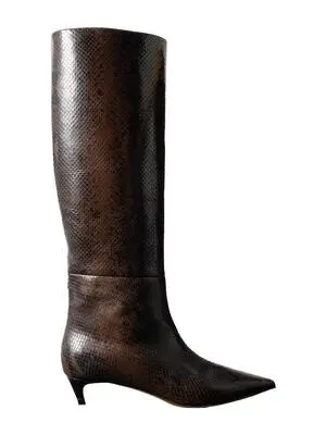 JIMMY CHOO Maxima 35 Snake-effect Leather Knee Boots - Brown