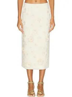 Alexis Torie Floral Detail Skirt - Ivory Raffia