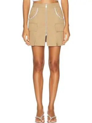 AREA Crystal Pocket Cargo Mini Skirt - Tan