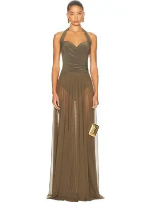 Norma Kamali Cayla Flared Gown - Bark