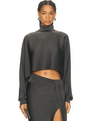 Lapointe Lightweight Satin Caftan Top - Dark Green
