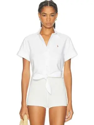 Polo Ralph Lauren Tie-front Cotton Oxford Blouse - Bsr White