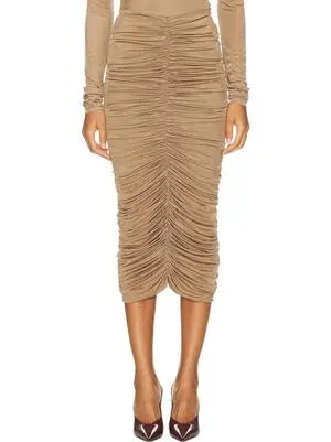 SEV Ruched Virgin Wool Skirt - Beige