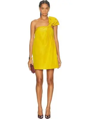 Oscar De La Renta One Shoulder Cocktail Dress - Mustard