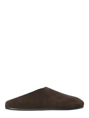THE ROW Hudson Suede And Shearling Slides - Lacquer Brown
