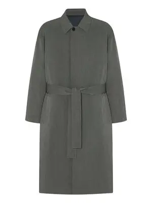 THE ROW Tarian Coat In Silk And Virgin Wool - Grey Cobalt