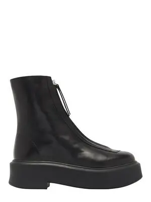 THE ROW Zipped Leather Ankle Boots