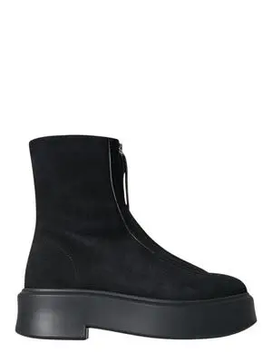 THE ROW Zipped Suede Ankle Boots - Black
