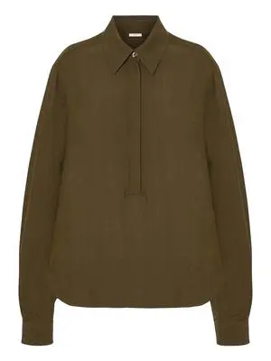 THE ROW Jana Shirt In Viscose And Silk - Sepia Khaki