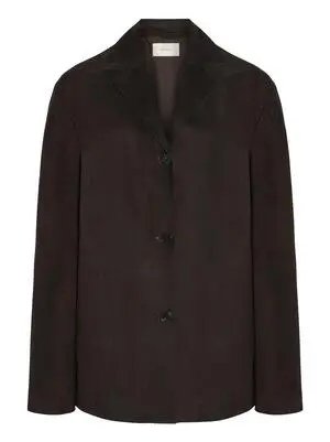 THE ROW Fabian Jacket In Suede - Dark Brown