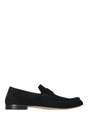 THE ROW Suede Moccasin Loafers - Black