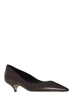 THE ROW Liisa Kitten Two Leather Heel - Lacquer Brown