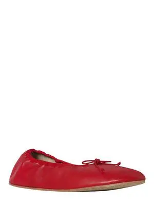 THE ROW Round Leather Ballerina Flats Lacquer Red