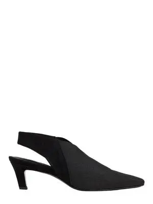 TOTEME Suede And Stretch-knit Slingback Pumps - Black