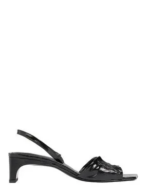 TOTEME Gathered Crinkled Glossed-leather Slingback Sandals - Black
