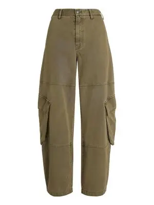 FRAME High-Rise Barrel-Leg Jeans Army Green
