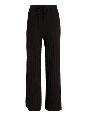 TOTEME Cable-knit Wool-cashmere Wide-leg Pants - Dark Brown